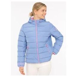 Steppjacke ZwillingSHERZ ""Moin Moin"", Damen, Gr. L, blau (mittelblau), Steppware, Obermaterial: 100% Polyester, bequem hüftbedeckend, ohne Ausschnitt, Jacken, Kapuze, wärmend, Kontrastnähte