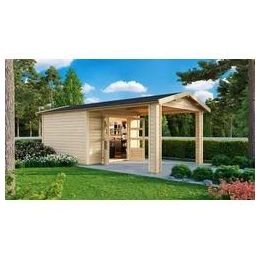 Gartenhaus Karibu "Theres 3", beige (naturbelassen), Holzwerkstoff, Gartenhäuser, mit Dachausbauelement, naturbelassen