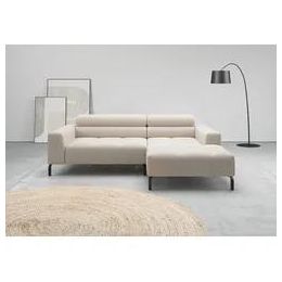 Ecksofa Home Affaire "Ecksofa Claya, L-Form, Kopfteilverstellung, Breite 223 cm", taupe, B:223cm H:71cm T:179cm, 100% Polyester, Sofas, Moderne Steppung, weicher Polsteraufbau & saugroboterfreundliche Höhe