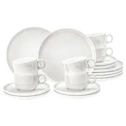 Kaffeeservice Seltmann Weiden "Sento Home, Geschirr-Set, 18-teilig", aura weiß, 18 Stk., Porzellan, Geschirr-Sets, harmonisch geschwungene Form