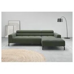 Ecksofa Home Affaire "Ecksofa Claya, L-Form, Kopfteilverstellung, Breite 258 cm", oliv, B:258cm H:71cm T:179cm, 95% Polyester, 5% Nylon, Sofas, Moderne Steppung, weicher Polsteraufbau & saugroboterfreundliche Höhe