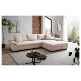 Ecksofa MR. COUCH "Dario, L-Form, mit Bett und Bettkasten", stripes 8622 natur, B:323cm H:86cm T:211cm, 92% Polyester / 8% Nylon, Sofas, wahlweise mit Kaltschaum