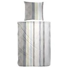 Bettw&auml;sche Primera "Feinbiber-Bettw&auml;sche Leo Stripe", grau, B/L: 155cm x 220cm, 1 Stk., 1 Stk., Feinbiber, B/L: 80cm x 80cm, 2 Stk., Feinbiber, Obermaterial: 100% Baumwolle, Bettw&auml;sche, Bettw&auml;sche, mit Leo-Struktur