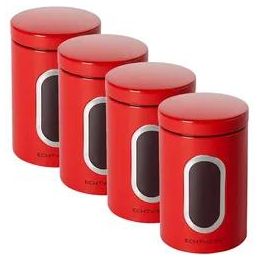 Vorratsdose ECHTWERK "Aufbewahrungsdosen-Set", rot, B:11cm H:17,5cm, Lebensmittelaufbewahrungsbehälter, für Mehl, Müsli, Kaffee oder Zucker, Klick-Deckel, großes Sichtfenster