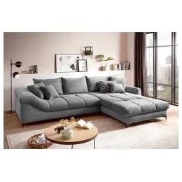 Ecksofa MR. COUCH "Ronaldo, L-Form, wahlweise mit Kaltschaum", stripes 8629 stone, B:332cm H:96cm T:227cm, 92% Polyester / 8% Nylon, Sofas, mit Kaltschaum, bis 140 kg pro Sitzplatz belastbar