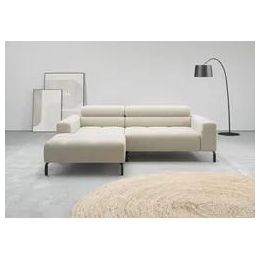 Ecksofa Home Affaire "Ecksofa Claya, L-Form, Kopfteilverstellung, Breite 223 cm", nature, B:223cm H:71cm T:179cm, 88% Polyester, 12% Polyacryl, Sofas, Moderne Steppung, weicher Polsteraufbau & saugroboterfreundliche Höhe