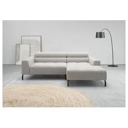 Ecksofa Home Affaire "Ecksofa Claya, L-Form, Kopfteilverstellung, Breite 223 cm", light grau, B:223cm H:71cm T:179cm, 100% Polyester, Sofas, Moderne Steppung, weicher Polsteraufbau & saugroboterfreundliche Höhe