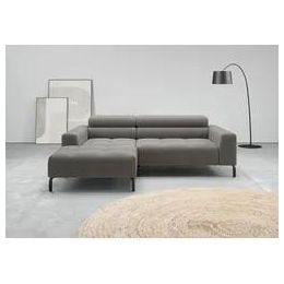 Ecksofa Home Affaire "Ecksofa Claya, L-Form, Kopfteilverstellung, Breite 223 cm", anthrazit, B:223cm H:71cm T:179cm, 100% Polyester, Sofas, Moderne Steppung, weicher Polsteraufbau & saugroboterfreundliche Höhe