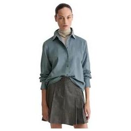 Marc O'Polo Langarmbluse MARC O'POLO "aus Organic-Cotton-Viskose-Mix", Damen, Gr. 36, slate blau, Obermaterial: 79% Baumwolle, 21% Lyocell, unifarben, Basic, slim fit normal, Doppelmanschette, Blusen