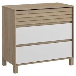Kommode GAMI "Kommode 3 Schubladen Achille", eiche blond nachbildung und uni weiß, B:95cm H:86cm T:45cm, Spanplatte, Sideboards, Eine praktische und funktionale Kommode