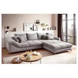 Ecksofa MR. COUCH "Ronaldo, L-Form, wahlweise mit Kaltschaum", stripes 8637 warm grau, B:332cm H:96cm T:227cm, 92% Polyester / 8% Nylon, Sofas, mit Kaltschaum, bis 140 kg pro Sitzplatz belastbar