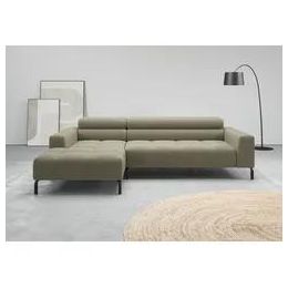 Ecksofa Home Affaire "Ecksofa Claya, L-Form, Kopfteilverstellung, Breite 258 cm", oliv, B:258cm H:71cm T:179cm, 100% Polyester, Sofas, Moderne Steppung, weicher Polsteraufbau & saugroboterfreundliche Höhe