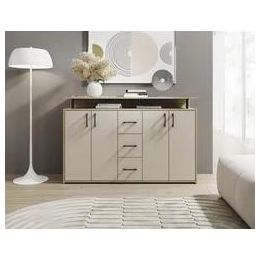 Bega Sideboard HBZ "Drivno Sideboard, B/H/T 139x90x34 cm", artisan, kaschmir, B:139cm H:90cm T:34cm, Holzwerkstoff, Sideboards, Breite 139cm, Kugelauszug, Einlegeböden verstellbar, 3 Schubkästen
