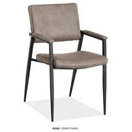 Esszimmerstuhl OMG DESIGN "Bodie", taupe, schwarz, B:46cm H:89,5cm T:64,5cm, Polyester, Stühle, bequemer Armlehnenstuhl, pflegeleichter Bezug
