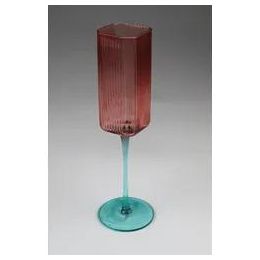 Sektglas AM Design "Handgefertigt", pink, blau, B:8cm H:25cm, Glas, Trinkgefäße, 3er Set