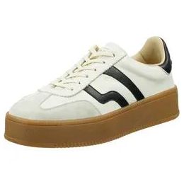 Sneaker Gant "Cuzima", Damen, Gr. 41, schwarz-weiß (weiß, schwarz), Nappaleder, Veloursleder, kontrastfarbene Details, Schuhe Retrosneaker, Plateau Sneaker, Schnürschuh im Retro-Look