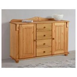 Kommode Home Affaire "Sideboard, Anrichte, mit 3 Schubladen, 2 Türen", natur, B:130cm H:91cm T:40cm, FSC-zertifiziertes Massivholz, Sideboards, aus massiver Kiefer, Breite 130 cm