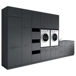 Mehrzweckschrank-Set LAUNDREEZY "Laundreezy, 12-tlg. Mehrzweckschrank-Set B/H/T 445/238/68 cm", anthrazit matt, B:445cm H:238cm T:68cm, Holzwerkstoff, Kastenmöbel-Sets, Breite 445 cm, Soft-Close-Funktion für Türen