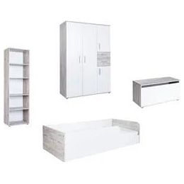 Jugendzimmer-Set Arthur Berndt "Kinderzimmer »Bente« Set 4-teilig", eiche, sand nb, weiß, ohne Matratze, B/H: 90cm x 200cm, Schlafzimmermöbel-Sets, Modernes Kleinkinderzimmer - Set