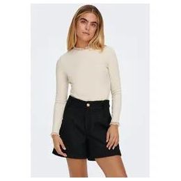 Langarmshirt Only "ONLLESLIE L/S LACE MIX TOP JRS", Damen, Gr. XS, birch, Jersey, Obermaterial: 95% Baumwolle, 5% Elasthan, unifarben, Spitzenkante, Shirts