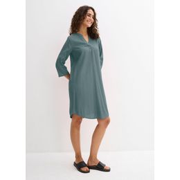 bonprix Tunika-Kleid aus Viskose-Mix mit Struktur Effekt, gr&uuml;n, Viskose
