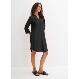 bonprix Tunika-Kleid aus Viskose-Mix mit Struktur Effekt, schwarz, Viskose
