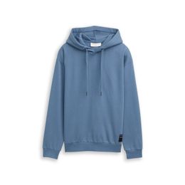 Tom Tailor Denim Herren Hoodie Sweatshirt mit Logo-Badge, blau, Uni, Gr. XXL