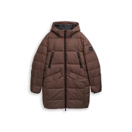 Tom Tailor Herren Puffer Parka mit Kapuze, braun, Uni, Gr. XXL