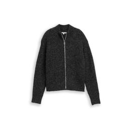 Tom Tailor Denim Damen Cardigan mit Reißverschluss, grau, Meliert, Gr. XL