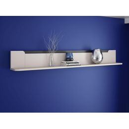 Wandregal FORTE "Vodol", beige (sand, schwarz), B:200cm H:25,6cm T:21,9cm, Spanplatte, Regale, Wandboard, farbliche Absetzung, vielseitig einsetzbar