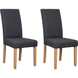 Esszimmerstuhl ByLiving "Elias", dunkelgrau, naturfarbig, B:47cm H:99,5cm T:60cm, Massivholz, Stoff, Stühle, mit Massivholz - Gestell und gemütlicher Schaumstoffpolsterung