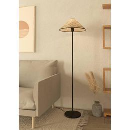 Eglo Stehlampe "OXPARK", schwarz (schwarz weiß, grün), 1, Ø 42cm H: 146,5cm, 1 Stk., Leuchten, Standleuchte, Stehleuchte, Textil mit Bambus-Blättern, Wohnzimmer