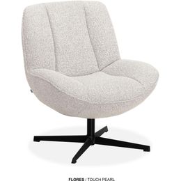 Esszimmerstuhl OMG DESIGN "Flores", pearl, schwarz, B:70cm H:91,5cm T:80cm, Polyester, Stühle, bequemer Sessel, mit Drehgestell