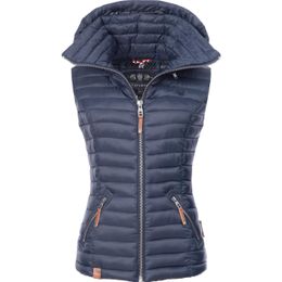 Steppweste Navahoo "Shadaa", Damen, Gr. S (36), blau (navy), Oberstoff: 100% Nylon, Futter: 100% Polyester, Wattierung: 100% Polyester, tailliert hüftbedeckend, Westen, stylische ärmellose Damen Weste mit Kapuze