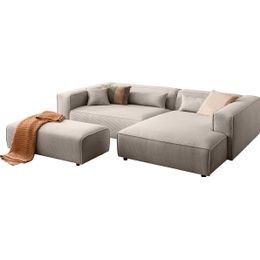 Ecksofa, B:288cm H:66cm T:198cmgreige, LeGer Home by Lena Gercke, 100% Polyester, Sofas, "PIARA XXL, L-Form, Schlaffunktion, Cord, Leinenoptik o.