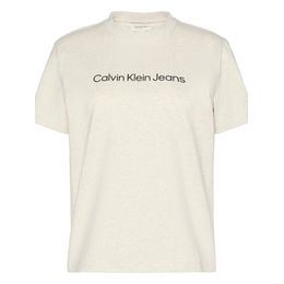 T-Shirt Calvin Klein Jeans "A- INST. LOGO CLASSIC TEE SS", Damen, Gr. L (42), vanilla heather, Jersey, Obermaterial: 100% Baumwolle, unifarben, regular fit hüftlang, Rundhals, Shirts, mit Logoschriftzug