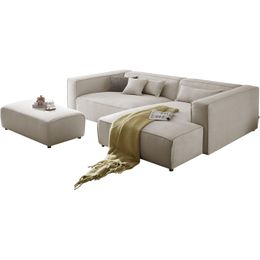 Ecksofa, B:288cm H:66cm T:198cmhellbeige, LeGer Home by Lena Gercke, 100% Polyester, Sofas, "PIARA XXL, L-Form, Schlaffunktion, Cord, Leinenoptik o.