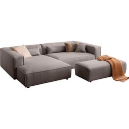 Ecksofa, B:288cm H:66cm T:198cmtaupe, LeGer Home by Lena Gercke, 100% Polyester, Sofas, "PIARA XXL, L-Form, Schlaffunktion, Cord, Leinenoptik o.