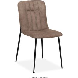 Esszimmerstuhl OMG DESIGN "Loreto", taupe, schwarz, B:44,5cm H:81,5cm T:57,5cm, Polyester, Stühle, Schalenstuhl, bequem gepolstert, Esszimmerstuhl