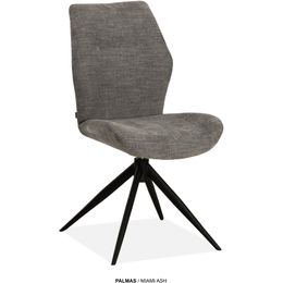 Esszimmerstuhl OMG DESIGN "Palmas", ash, schwarz, B:49cm H:91,5cm T:63,5cm, Polyester, Stühle, Drehstuhl mit auto-return, Moderner Bezug