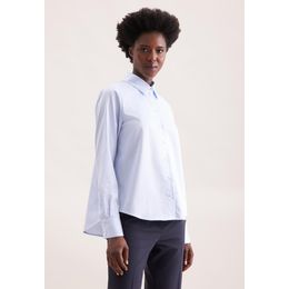 Hemdbluse Seidensticker, Damen, Gr. L (40), hellblau, 100% Baumwolle, gestreift, regular fit, ohne Ausschnitt, Blusen, 1/1 Kragen Gestreift