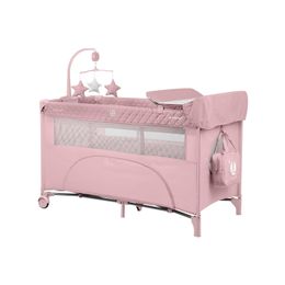 Kikka boo Reisebett Nighty Night, 2 Ebenen, Spielbogen, 2 R&auml;der, Wickelauflage pink