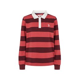 U.S. Polo Assn. Langarm-Poloshirt 'UWKamille' Damen Gr&ouml;&szlig;e XS bordeaux / melone / wei&szlig;