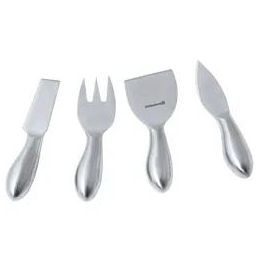 Käsemesser SWISSMAR "Set, 4-teilig:", silber, Edelstahl, Kochmesser, je Weichkäseschneider, Käsehobel, Käsegabel, Hartkäsemesser, Edelstahl
