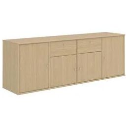 Sideboard HAMMEL FURNITURE "Mistral, Hochwertig Schrank, hängend/stehend montierbar", weiß (eiche weiß pigmentiert), B:177cm H:61cm T:42cm, Sideboards, mit Türen und Schubladen, B: 177 cm, anpassungsbar Designmöbel