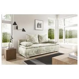 Schlafsofa WERK2 "Biggi komfortabel & elegant, Schlaffunktion, Bettkasten, Breite 206 cm", beige (natur), B:206cm H:88cm T:91cm, 100% Polyester, Sofas, inkl. losen Kissen, Bouclé APHRODITE, Natur