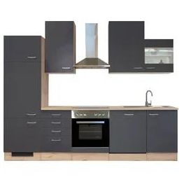 Küchenzeile Flex-Well "Morena", küche: grau, korpus: san remo eiche, arbeitsplatte: san remo eiche, B:280cm T:60cm, Komplettküchen-Sets, Küchenzeile, mit E-Geräten, Gesamtbreite 280 cm