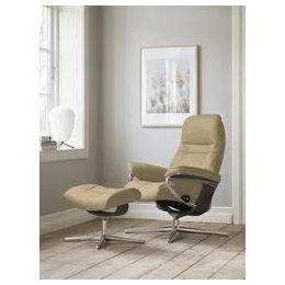 Relaxsessel stressless "Sunrise", beige (sand paloma), B:92cm H:105cm T:80cm, Leder PALOMA: PALOMA ist ein durchgef&auml;rbtes Semianilin-M&ouml;belleder mit nat&uuml;rlicher Narbung., Sessel, Relaxsessel, mit Cross Base, Gr&ouml;&szlig;e S, M & L, Holzakzent Wenge