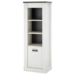 Wäscheschrank Home Affaire "SHERWOOD Hochkommode Kommode Schrank", weiß (pinie weiß dekor), B:51cm H:146cm T:38cm, Schränke, in modernem Holz Dekor, mit Apothekergriffen aus Metall, Höhe 146 cm