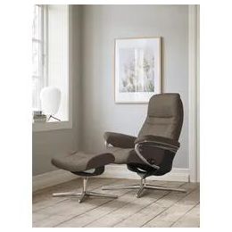 Relaxsessel stressless "Sunrise", braun (mole batick), B:92cm H:105cm T:80cm, Leder BATICK: BATICK ist ein leicht korrigiertes, durchgef&auml;rbtes und genarbtes M&ouml;belleder, bei dem die meisten Unebenheiten und Spuren in der Regel entfernt wurden., Sessel, Relaxsessel, mit Cross Base, Gr&ouml;&szlig;e S, M & L, Holzakzent Schwarz